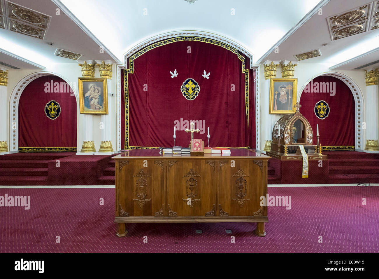 Interior altar of Mor Ignatius Jacobite Syrian Orthodox Church at Jebel ...