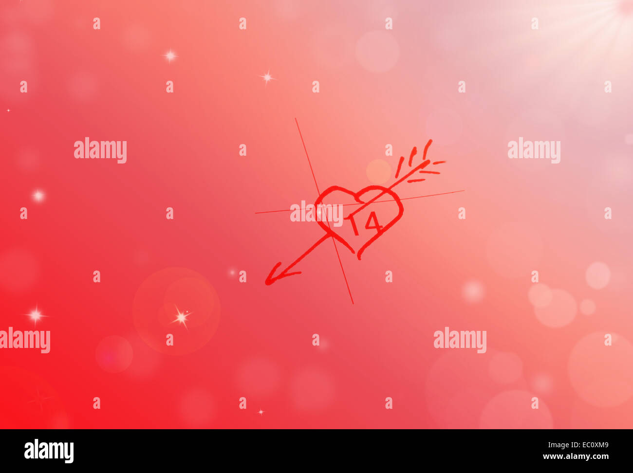 St.Valentine red heart with arrow background with bokeh Stock Photo - Alamy