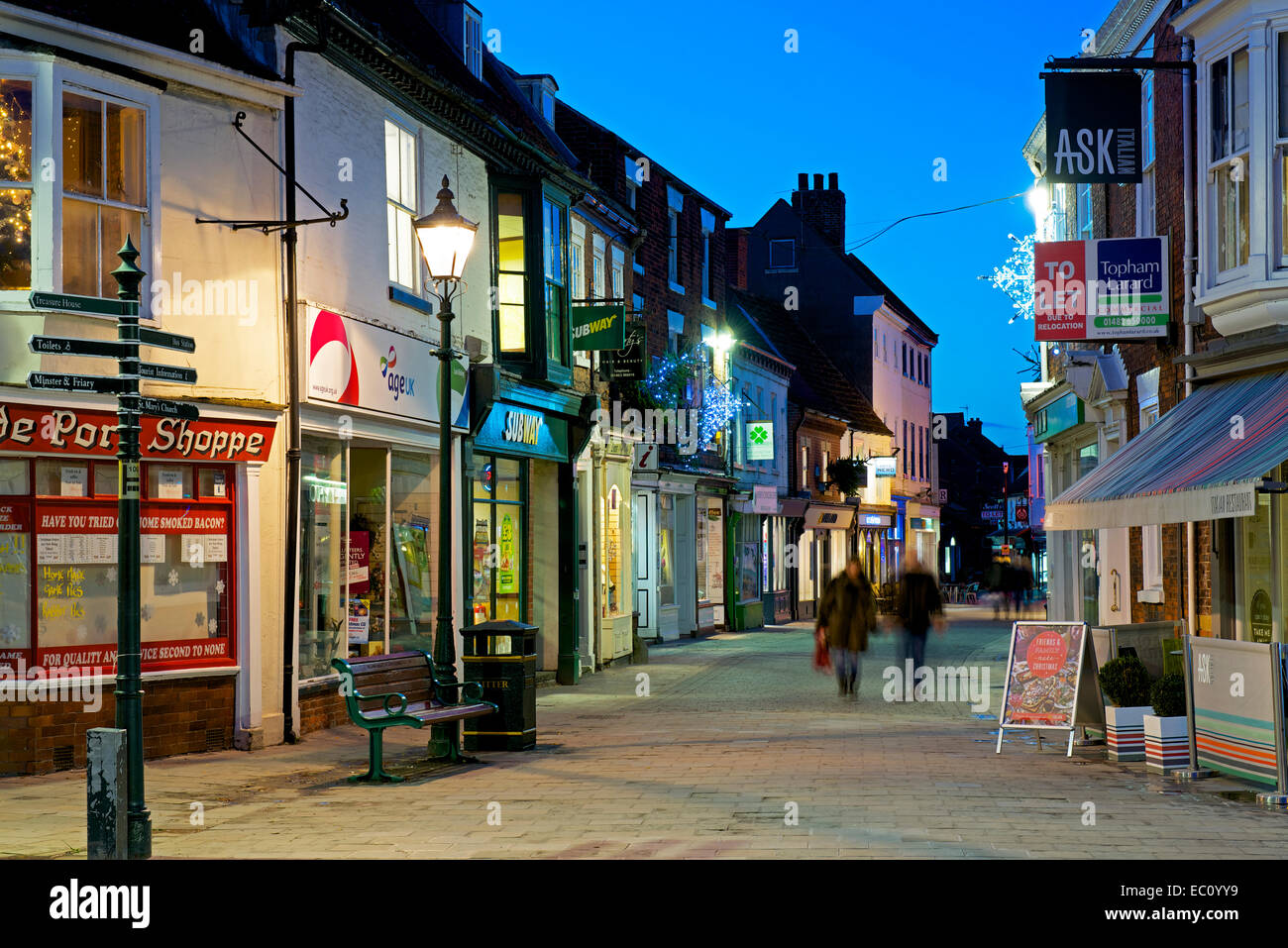 Beverley town centre at dusk, Humberside, East Yorkshire, England UK ...