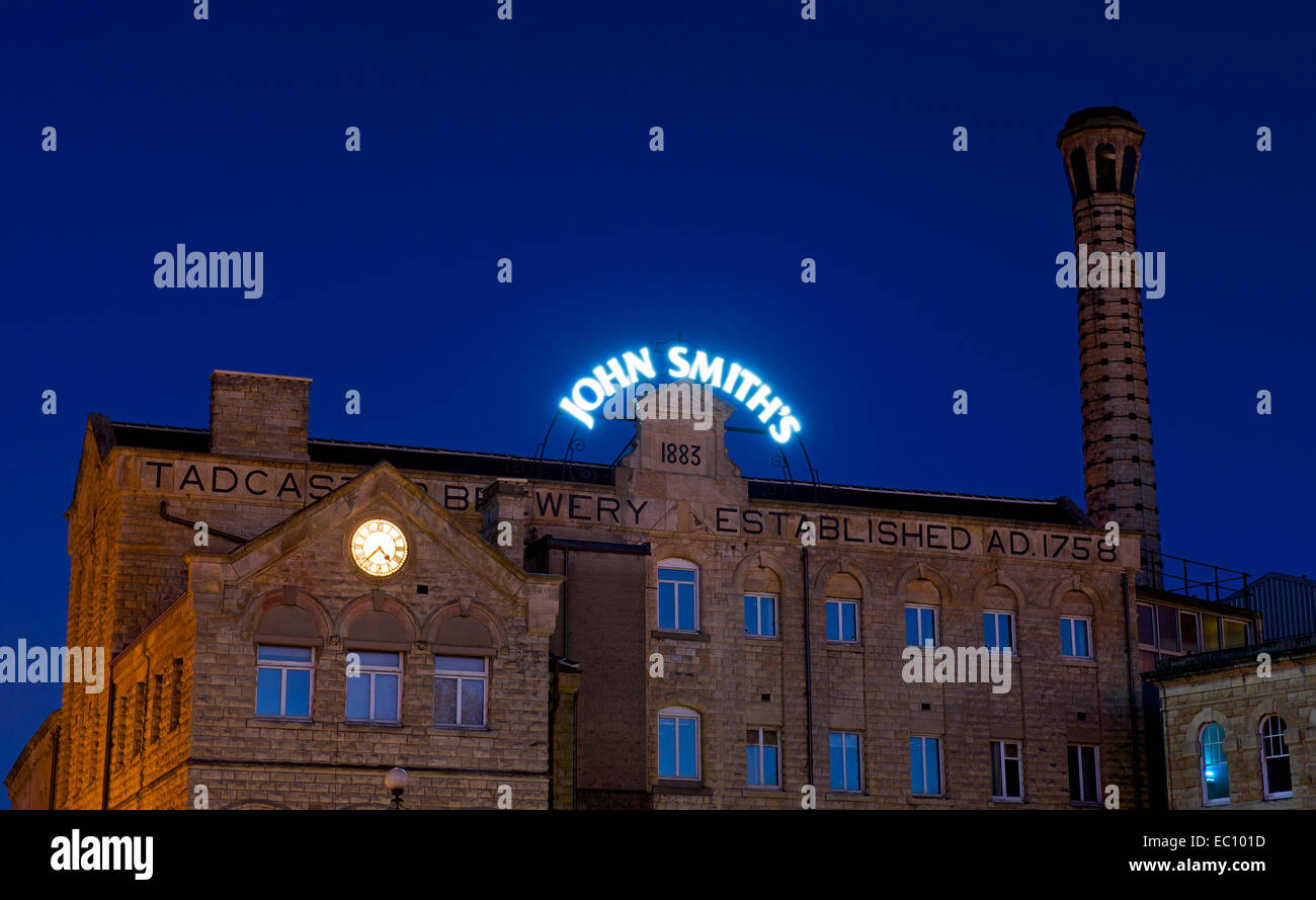 John Smith's Brewery at night, Tadcaster, North Yorkshire, England UK ...