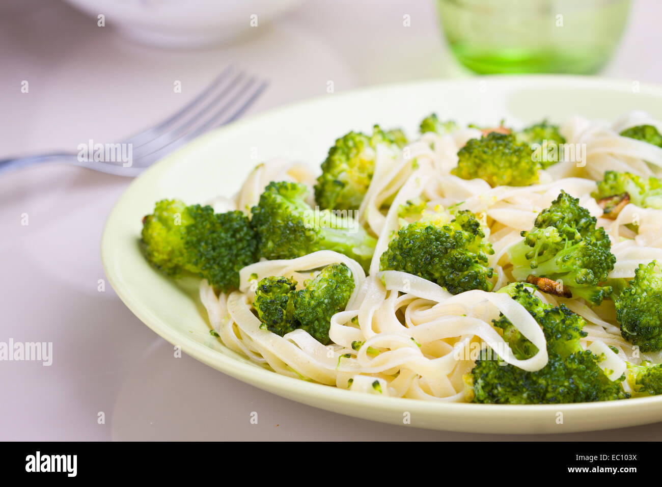 Plate full of pasta with broccoli Stock Photo - Alamy