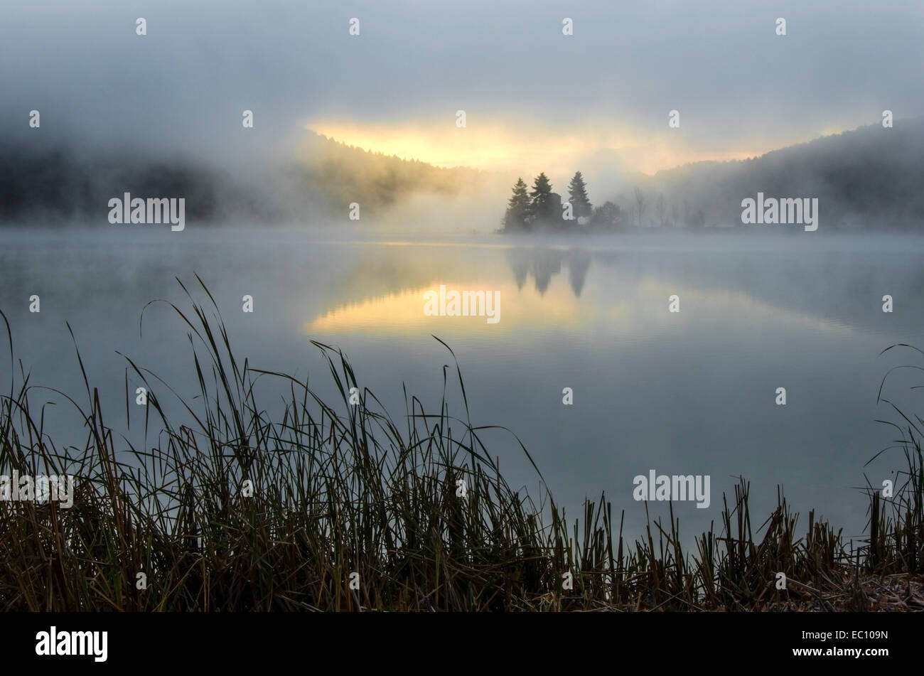 Mist over lake night hi-res stock photography and images - Alamy