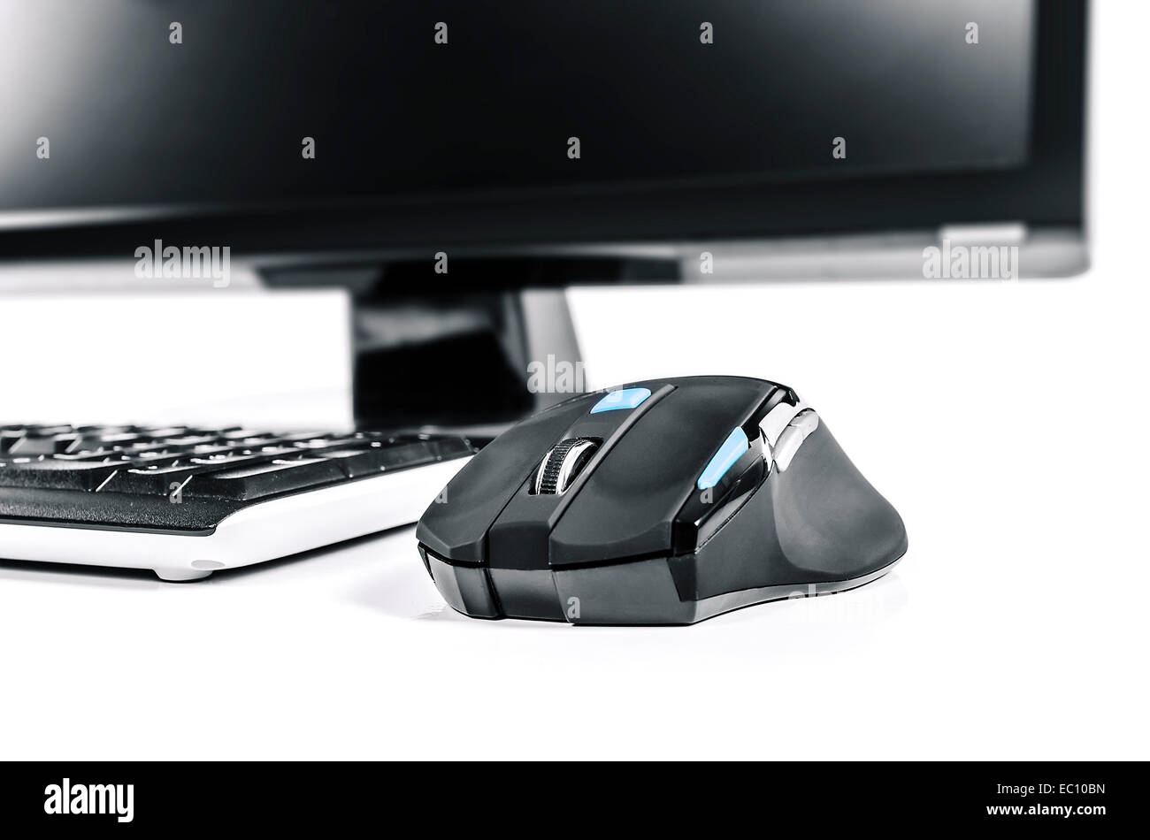 Desktop computer and keyboard and mouse on white Stock Photo - Alamy