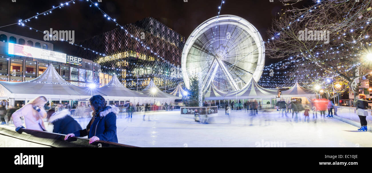 The Christmas ice rink and big wheel outside the Library of Birmingham ...