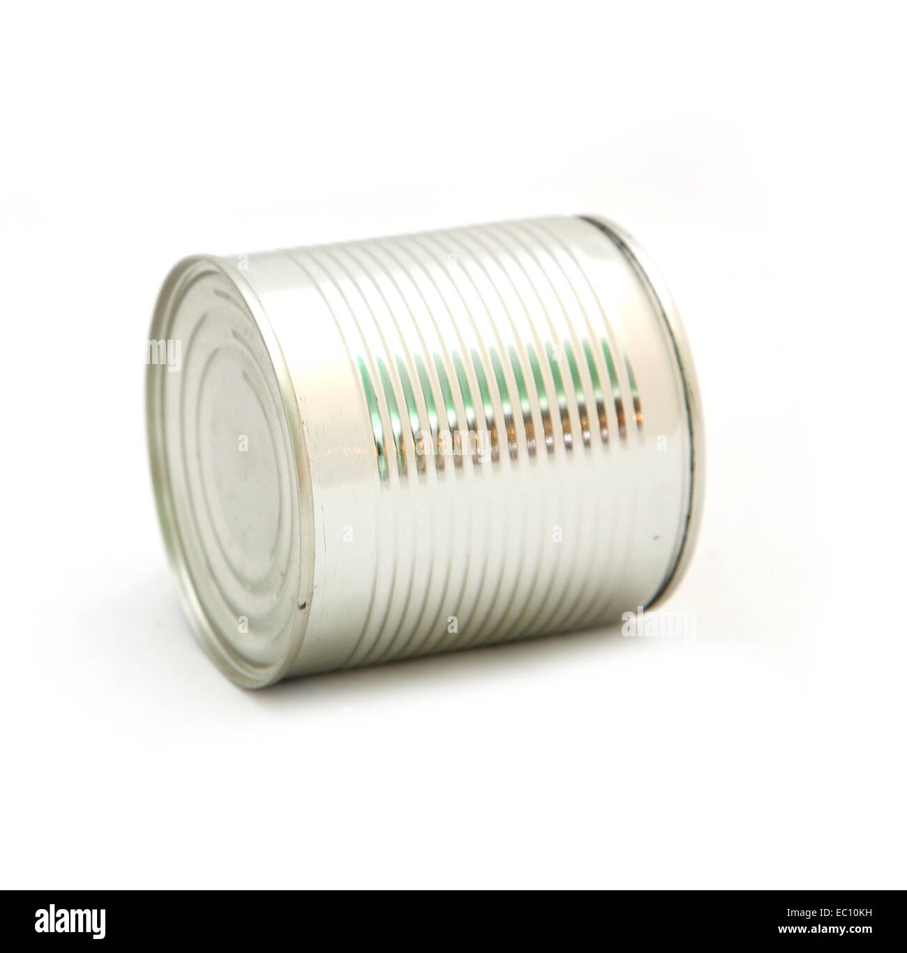 Tin food can on a white background Stock Photo - Alamy