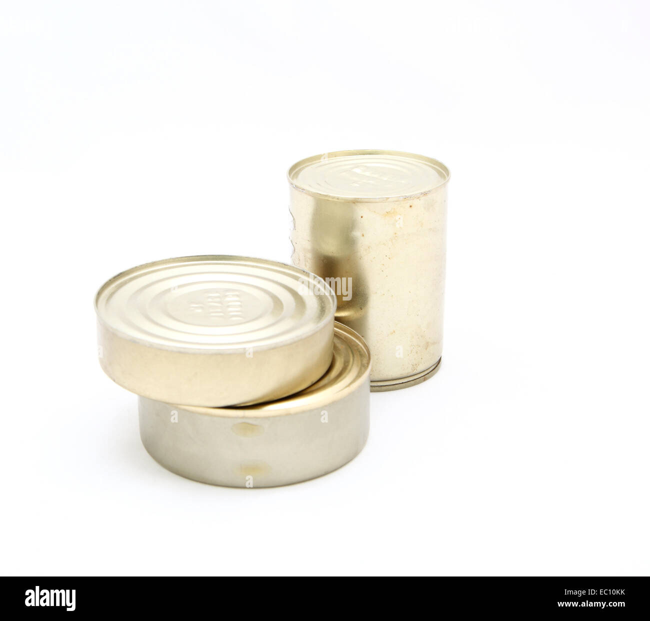 Tin food can on a white background Stock Photo - Alamy