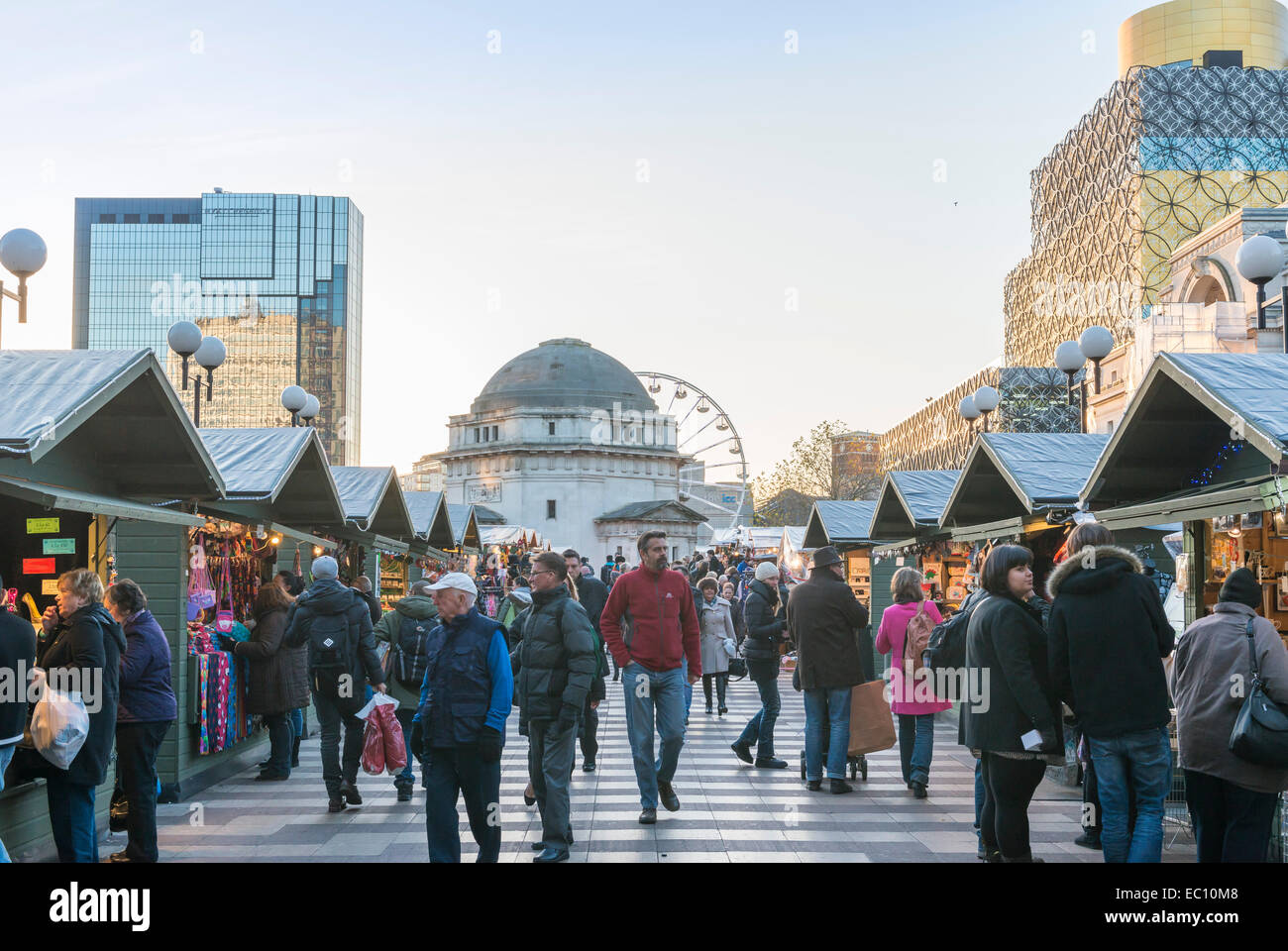 Shoppers at the German Market, Birmingham, England. Centenary Square ...