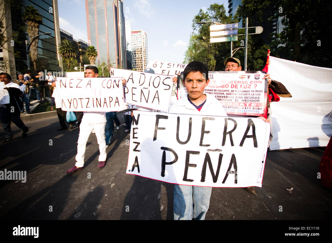 Mexico City, Mexico. 7th Dec, 2014. Thousands of protesters bring ...