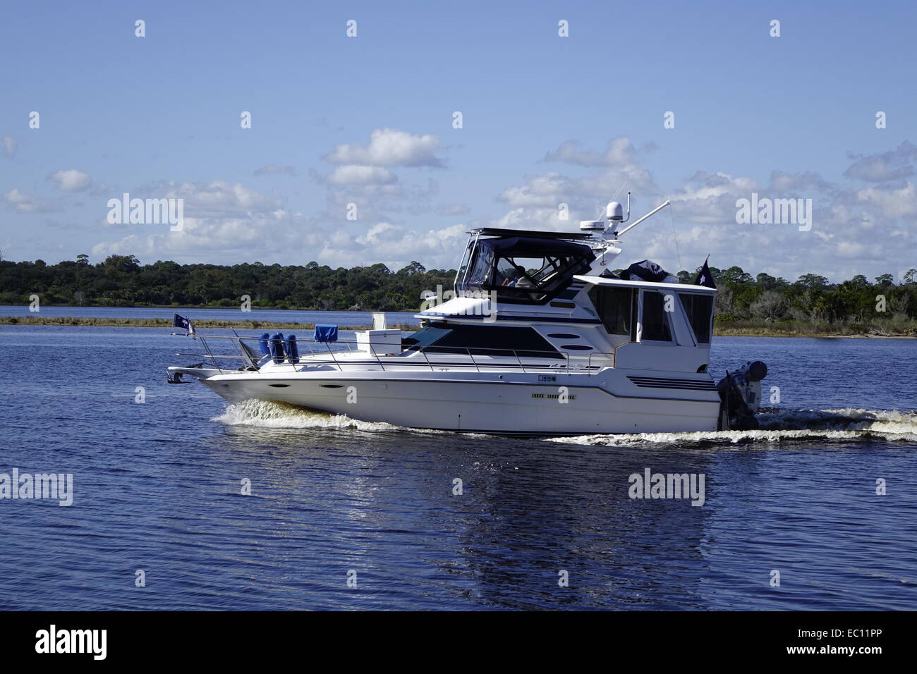 Yacht racing down the Halifax River, Ormond Beach, Floria Stock Photo ...
