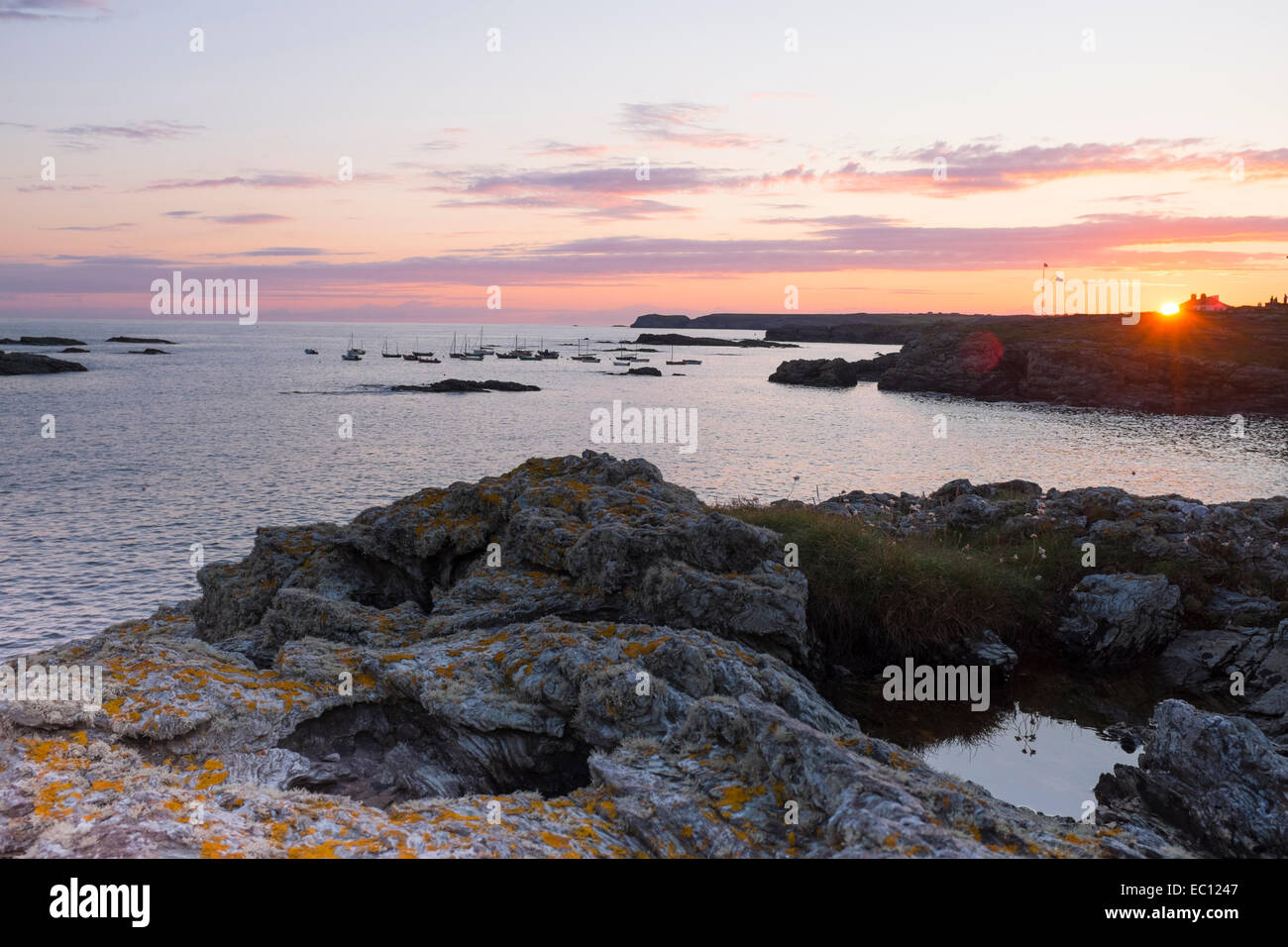 Boats on the sea at Anglesey, Wales Stock Photo - Alamy