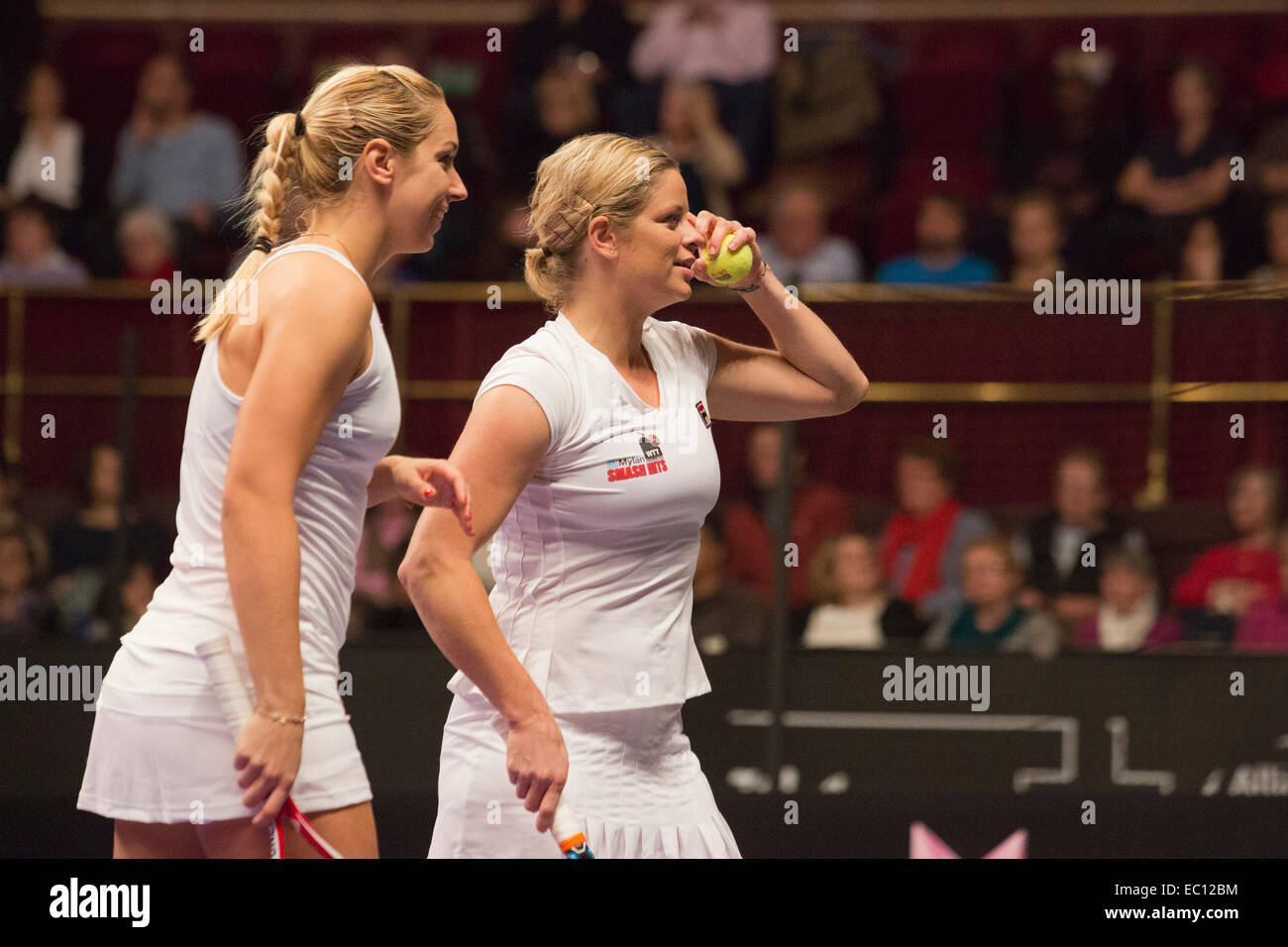 London, UK. 7 December 2014. Pictured: Sabine Lisicki and Kim Clijsters ...