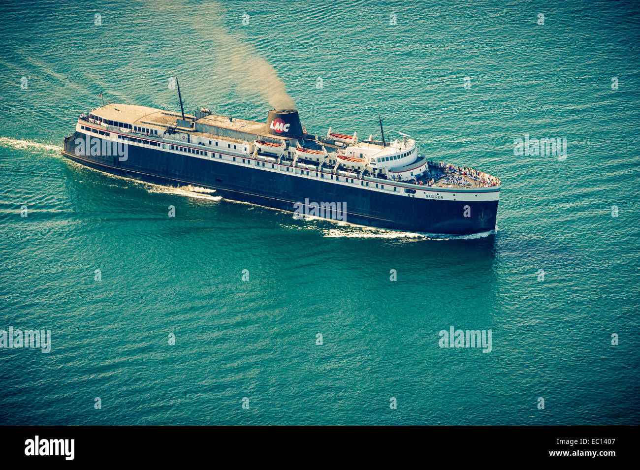 Lake Michigan Car Ferry under way - the SS Badger is the last remaining ...