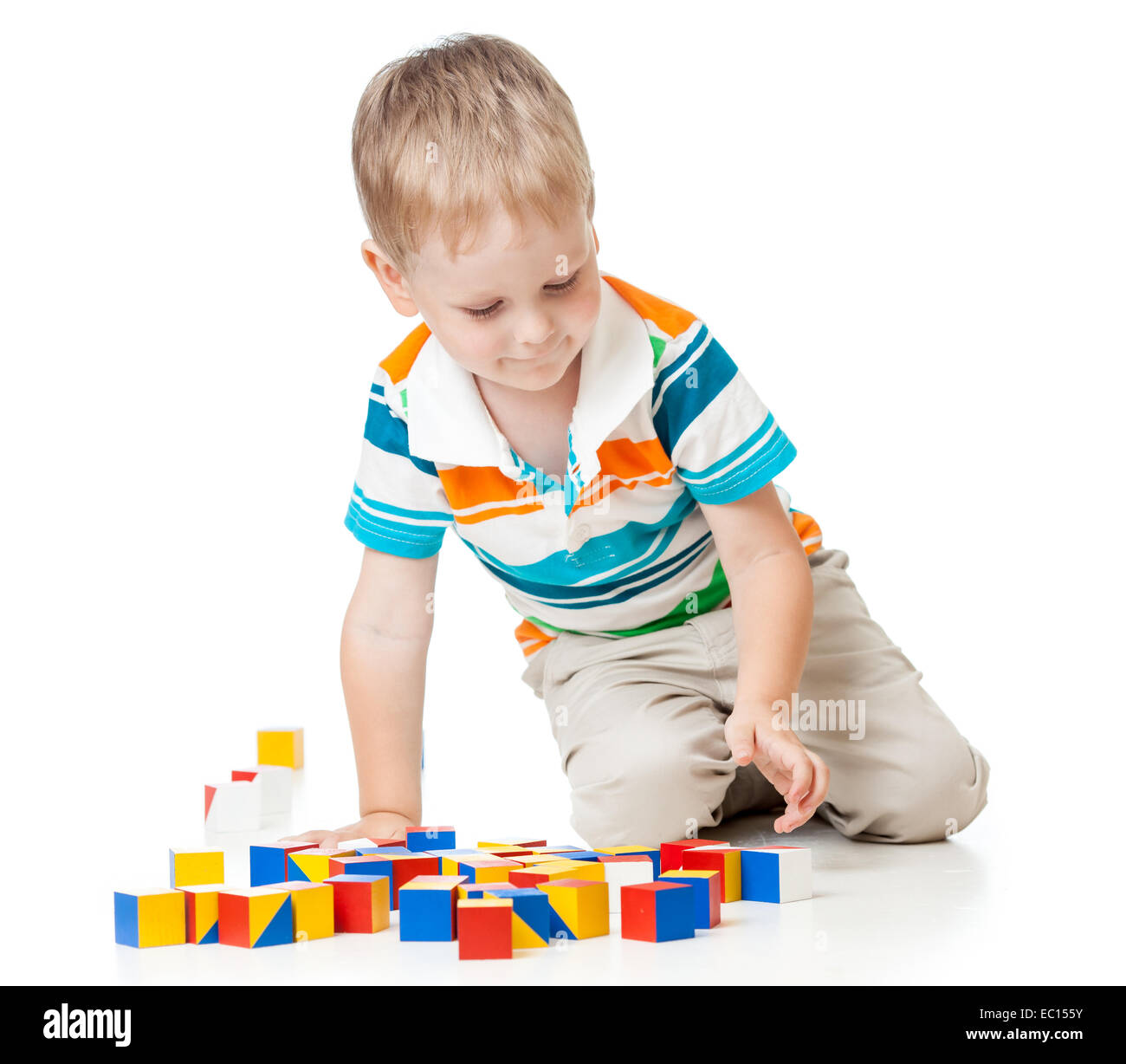 kid playing toy blocks isolated Stock Photo - Alamy