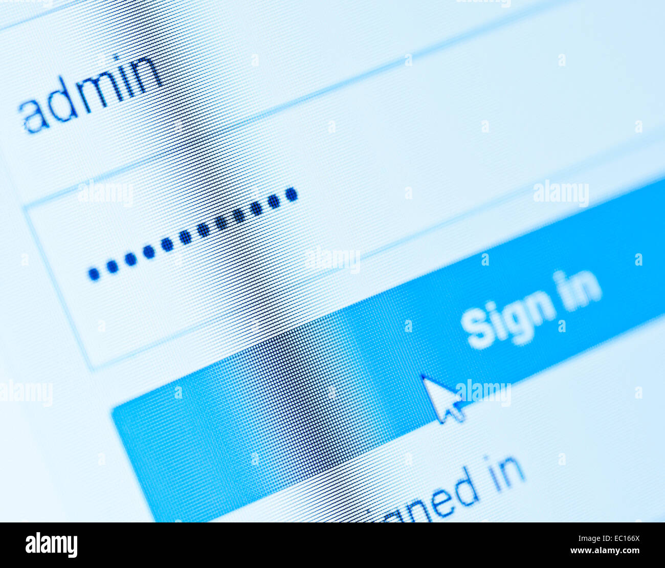 Login Box - Username Admin and Password in Internet Browser on Computer ...