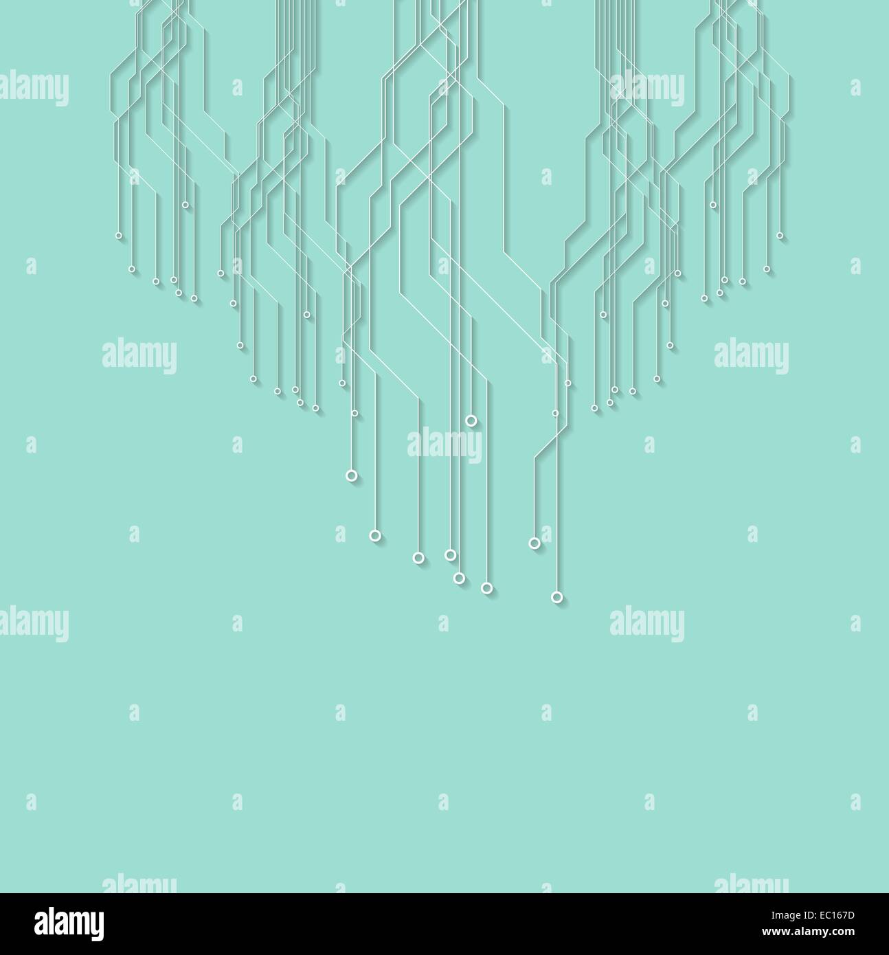 Flat minimal cyan circuit board tech background. Vector design Stock ...
