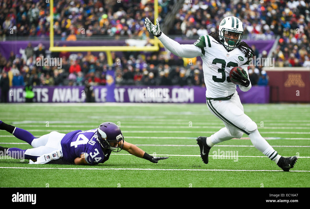 Minneapolis, MN, USA. 7th Dec, 2014. New York Jets running back Chris ...