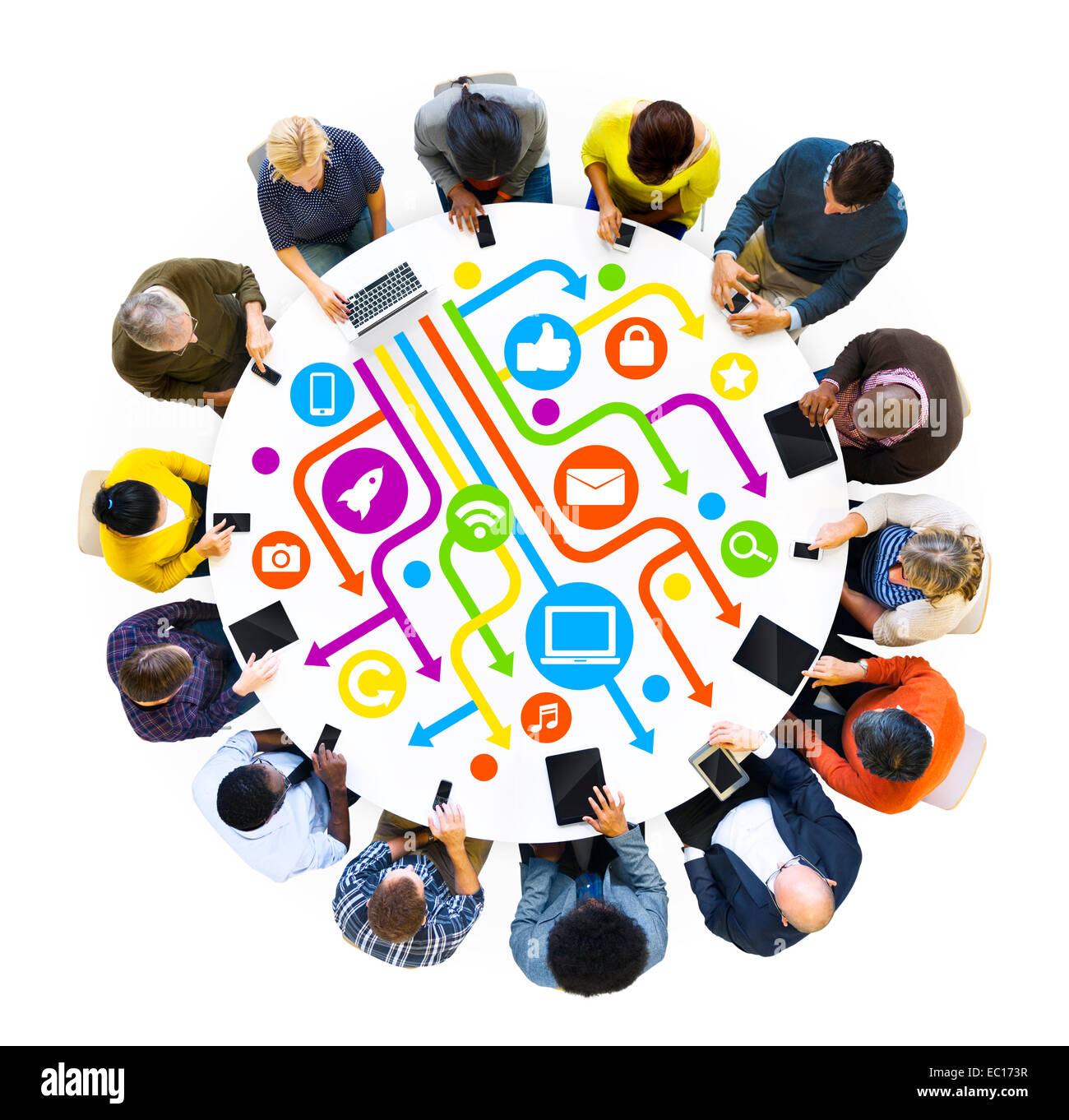 Group of people sitting around table Cut Out Stock Images & Pictures ...