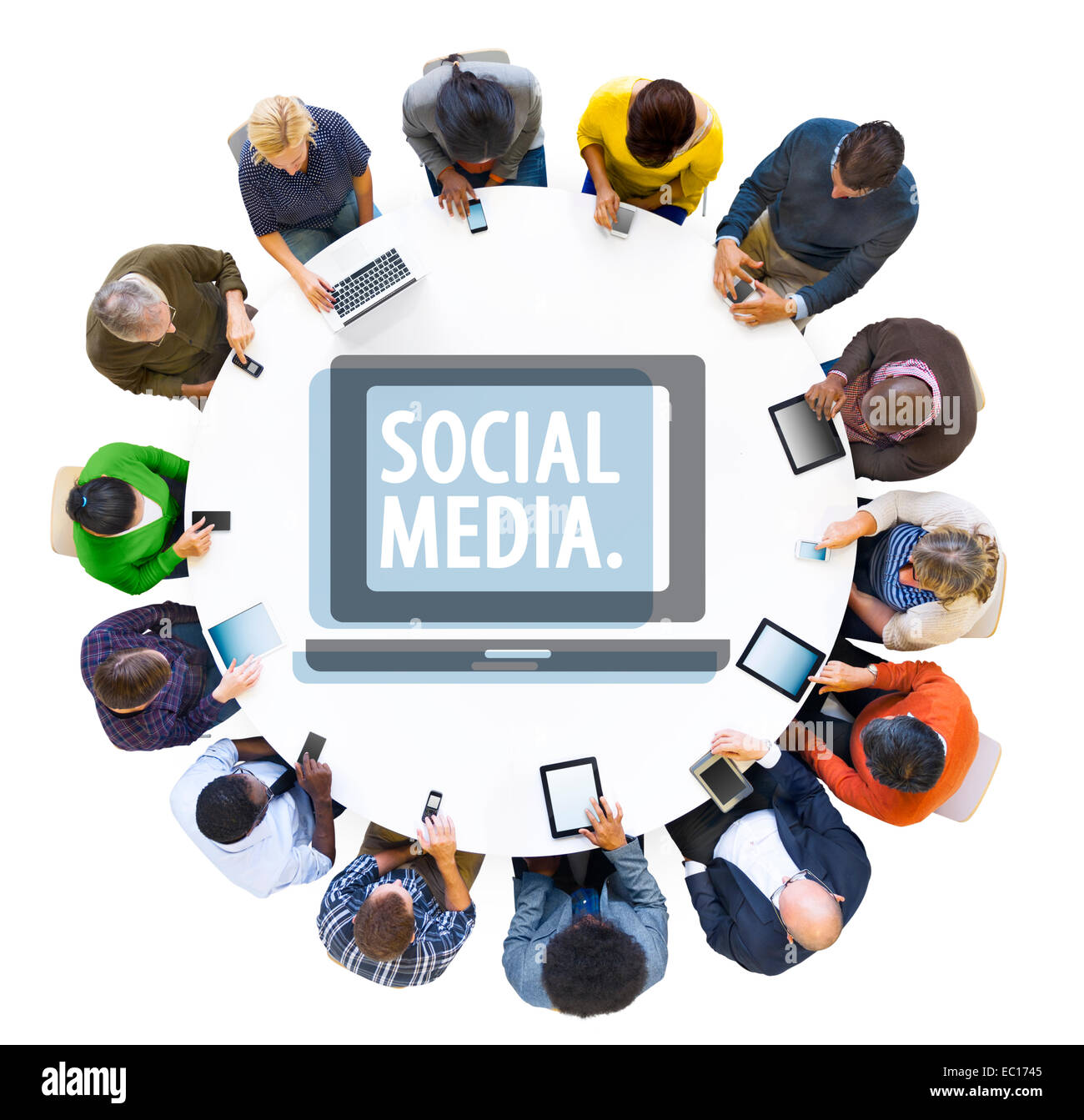 Multiethnic Group of People with Social Media Concept Stock Photo - Alamy