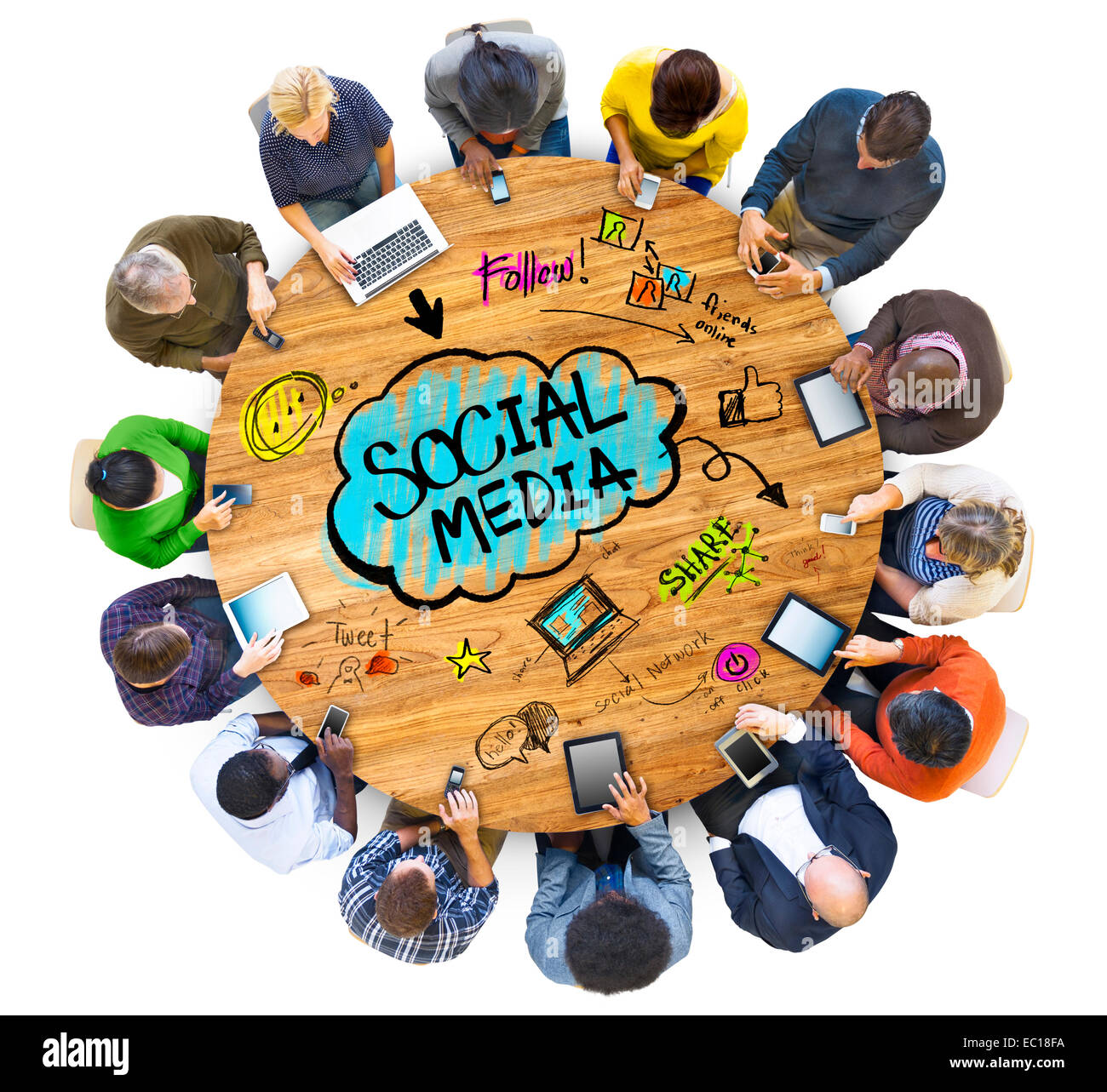 Group of People Discussing Social Media Stock Photo - Alamy