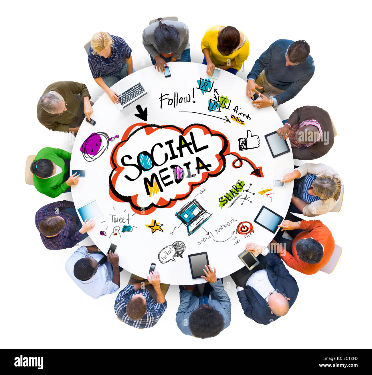 Group of People Discussing Social Media Stock Photo - Alamy