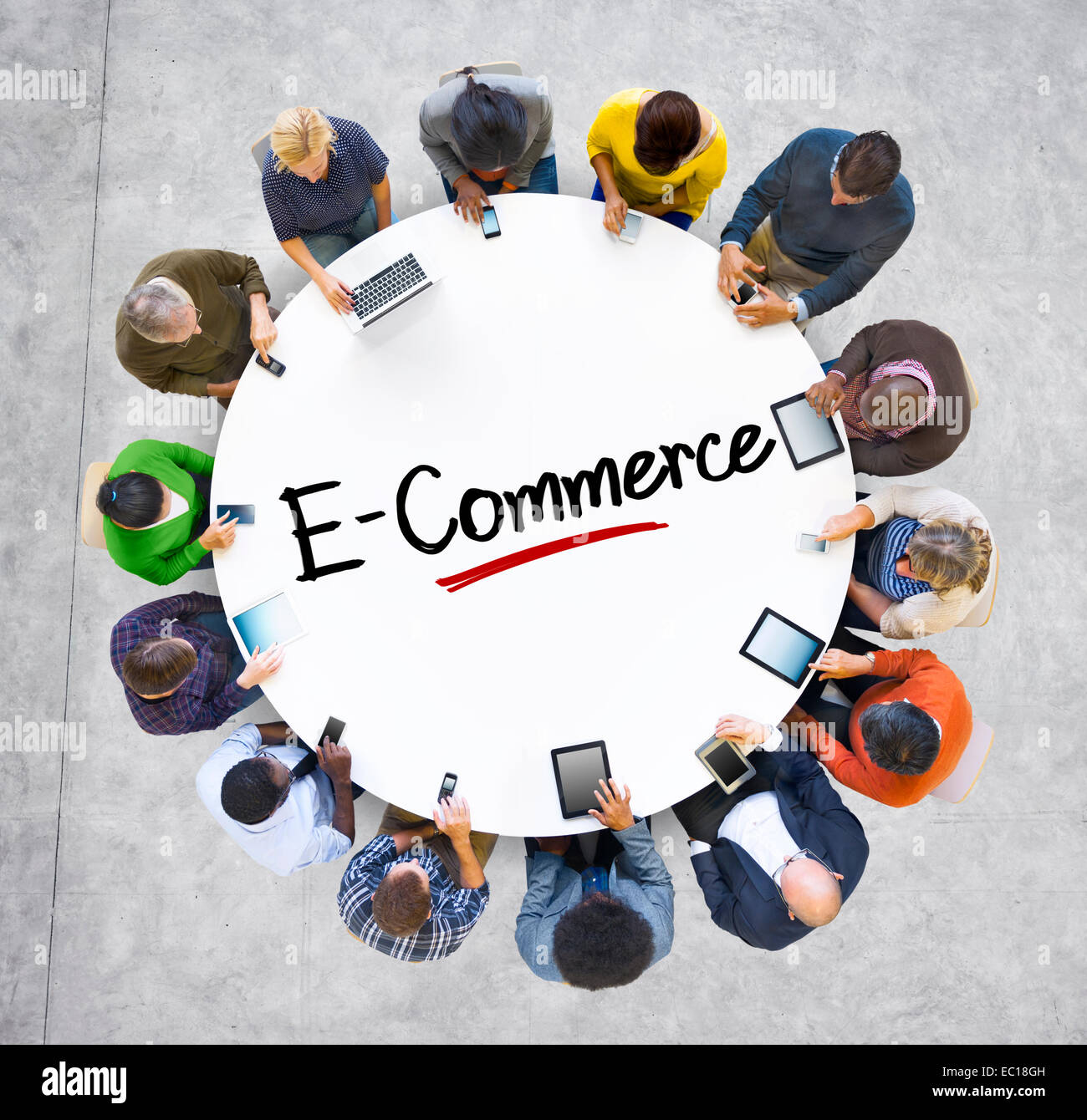 Multiethnic Group of Business People with E-Commerce Stock Photo - Alamy