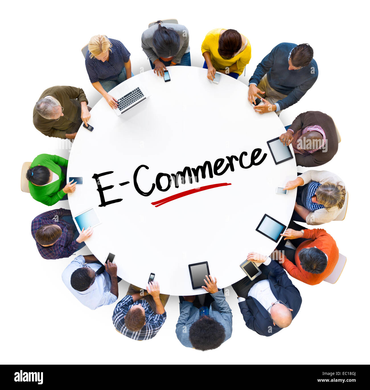 Multiethnic Group of Business People with E-Commerce Stock Photo - Alamy