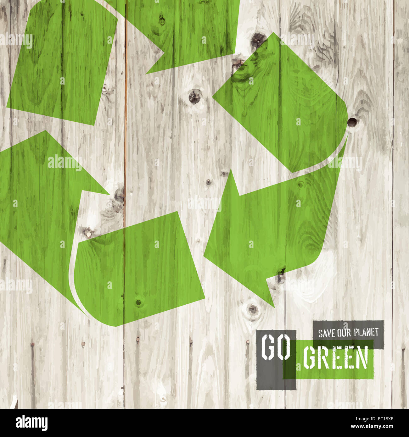 Reuse sign on wooden texture, vector template Stock Photo - Alamy