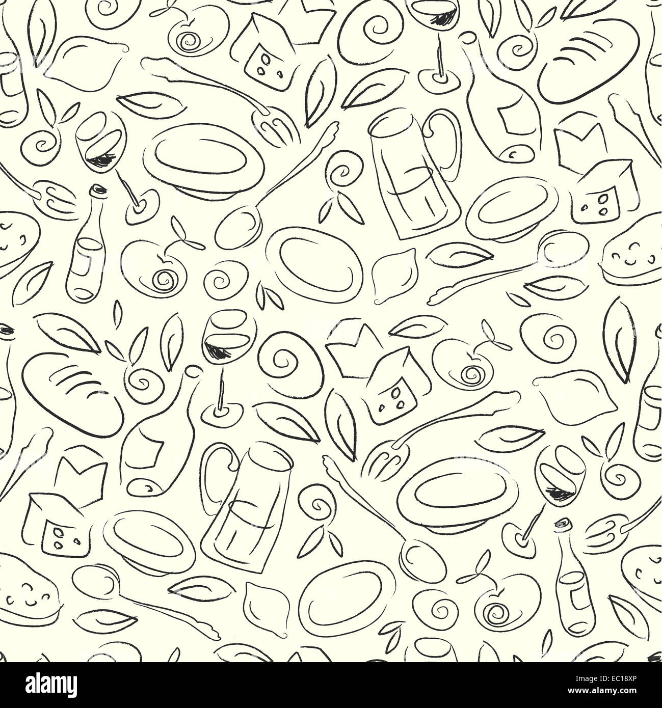 Restaurant Seamless Pattern Stock Photo - Alamy