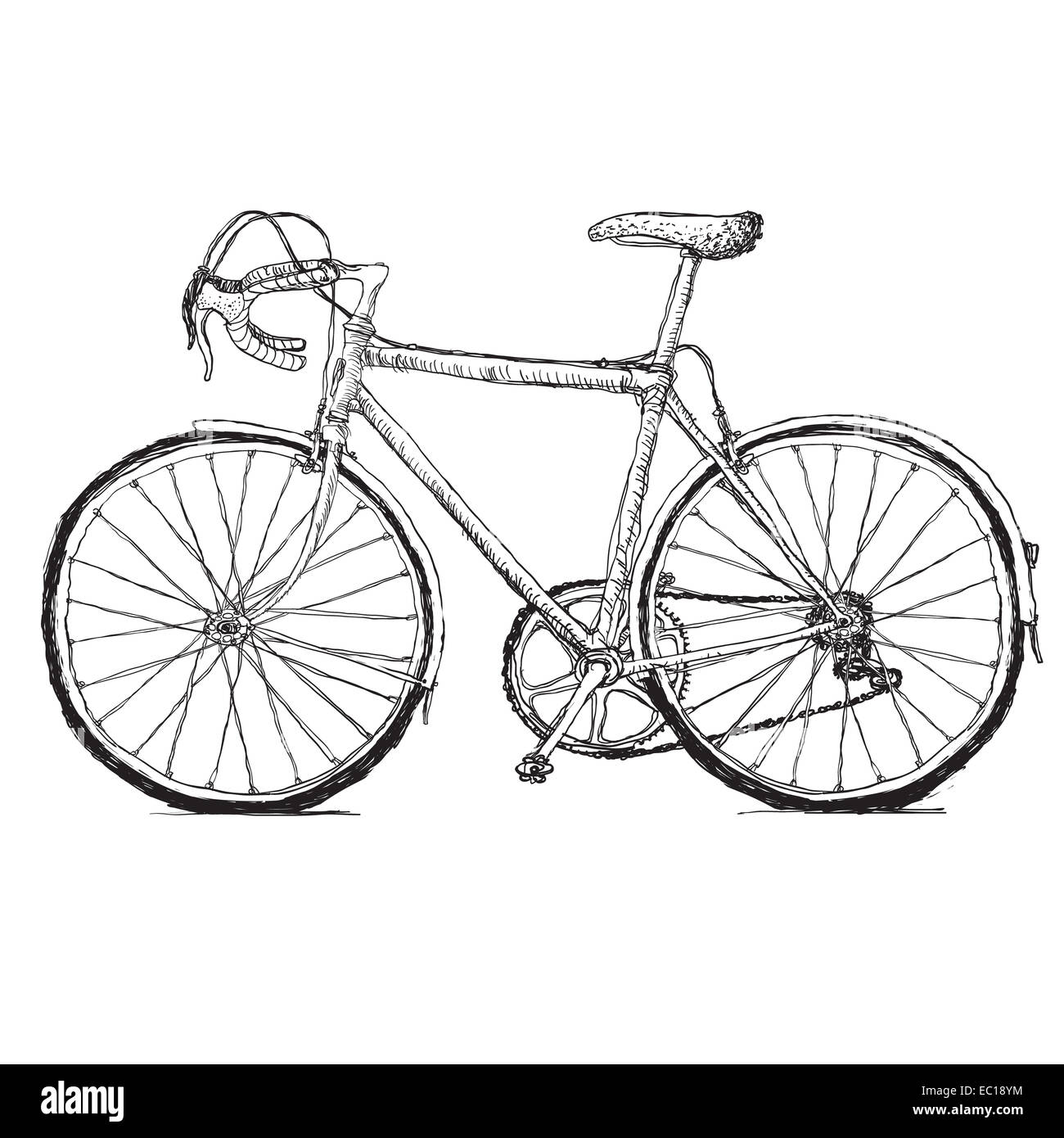 Vintage road bicycle hand drawn illustration Stock Photo - Alamy