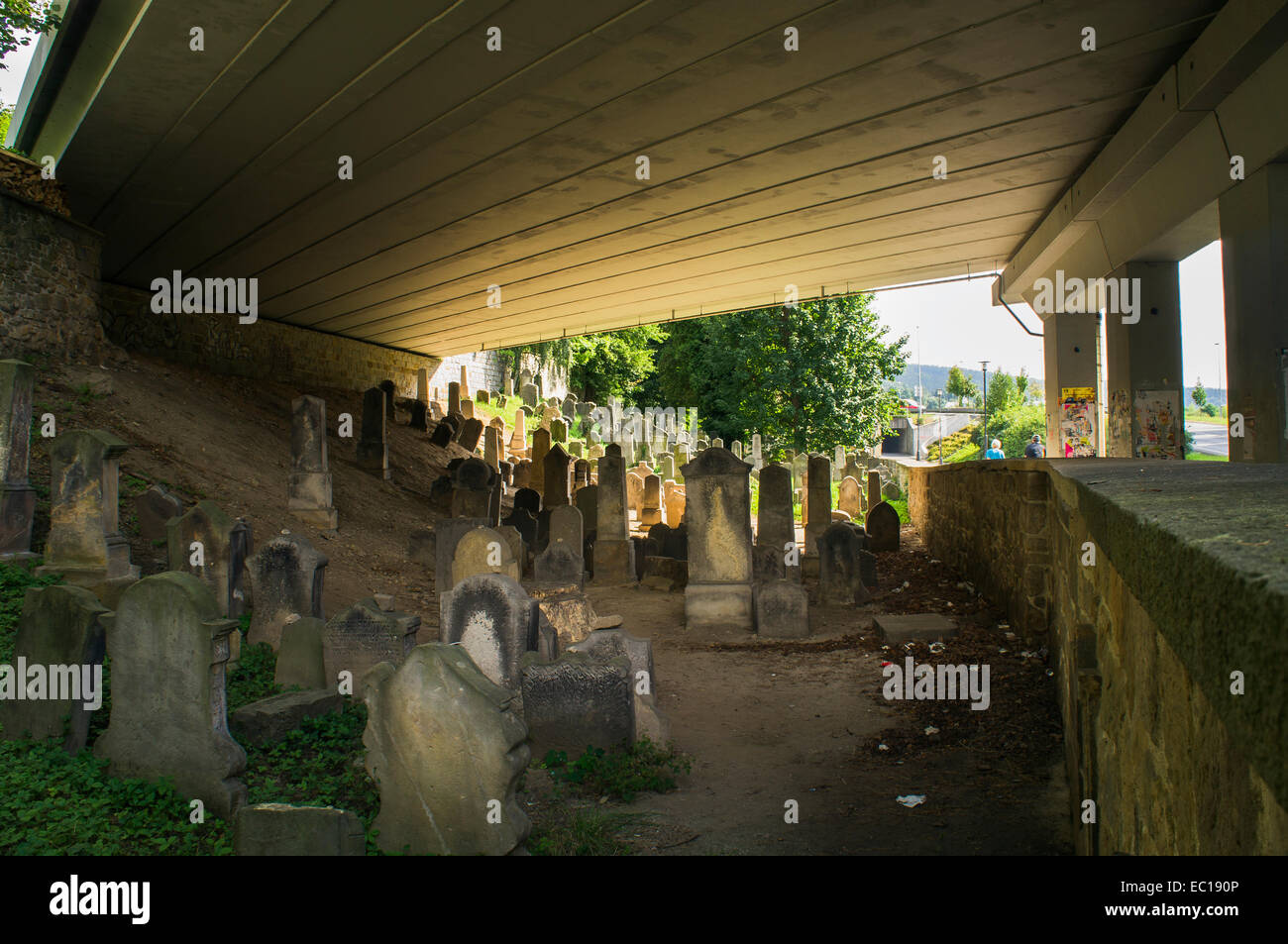 Gravestones at the Jewish cemetery in Turnov, 80 km north of Prague ...