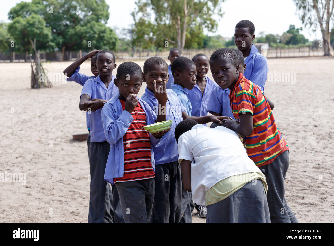 NAMIBIA, KAVANGO, OCTOBER 15: Happy Namibian school children waiting ...
