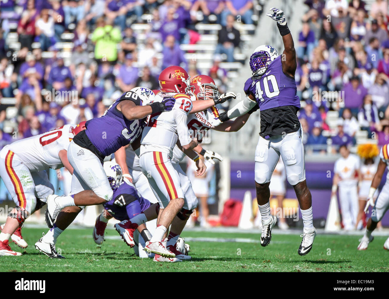 Iowa State Cyclones quarterback Sam B. Richardson (12) passes downfield ...