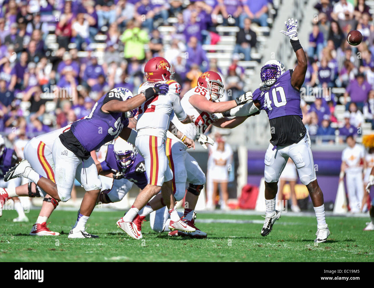Iowa State Cyclones quarterback Sam B. Richardson (12) passes downfield ...