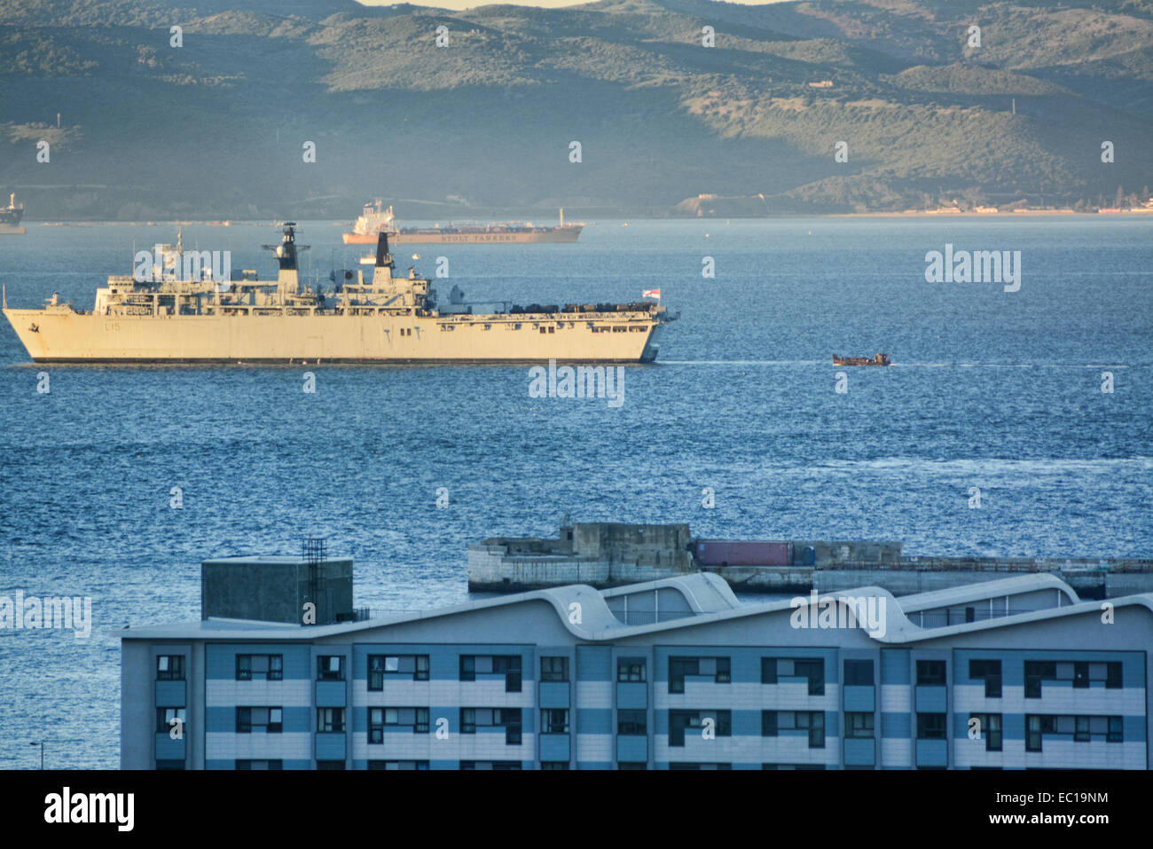 Gibraltar - 8th December 2014 - Pictured a landing craft approaches HMS ...