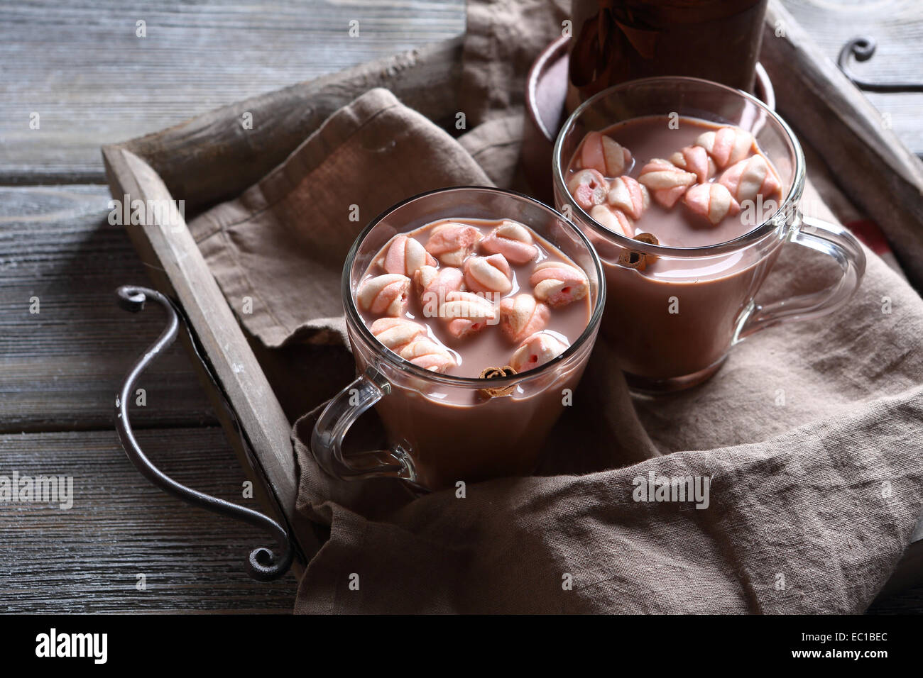 two cups of hot cocoa, food Stock Photo - Alamy