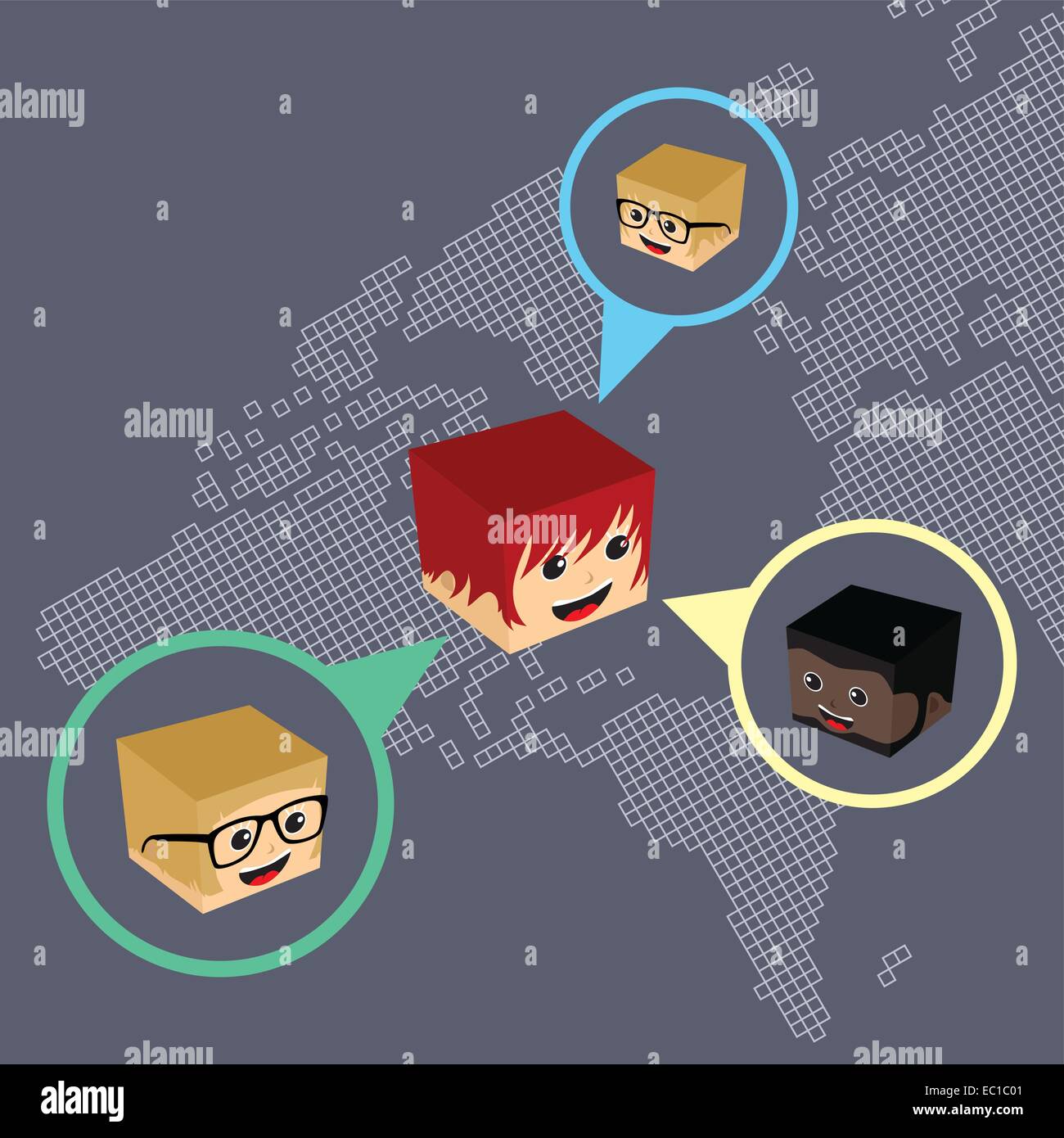 block isometric cartoon character vector illustration Stock Vector ...