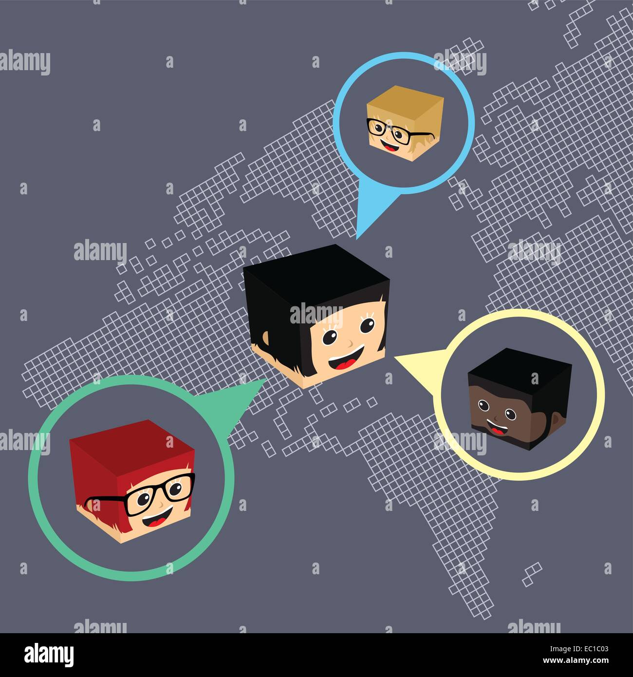 block isometric cartoon character vector illustration Stock Vector ...