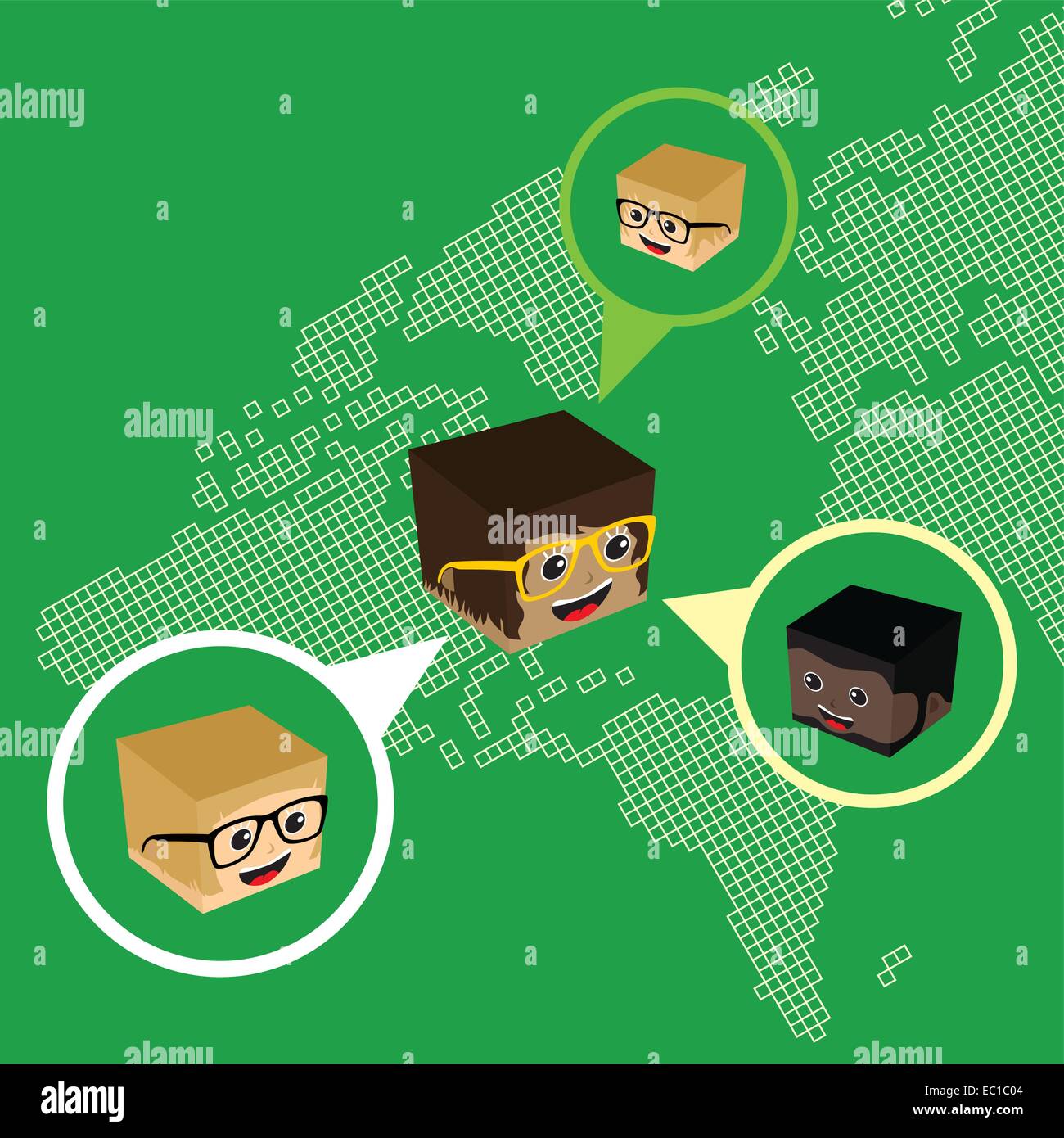 block isometric cartoon character vector illustration Stock Vector ...