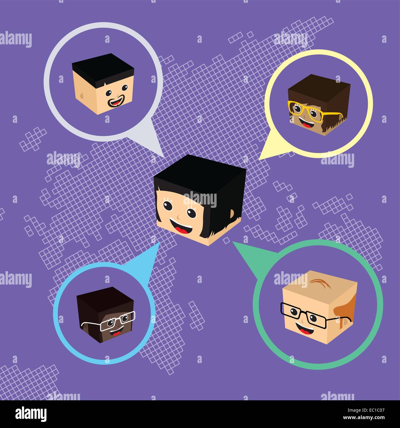 block isometric cartoon character vector illustration Stock Vector ...