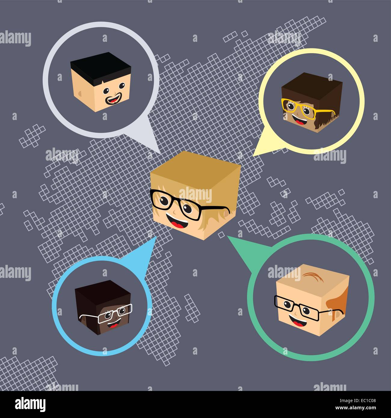 block isometric cartoon character vector illustration Stock Vector ...