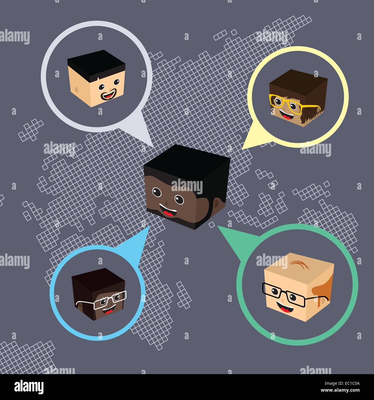 block isometric cartoon character vector illustration Stock Vector ...