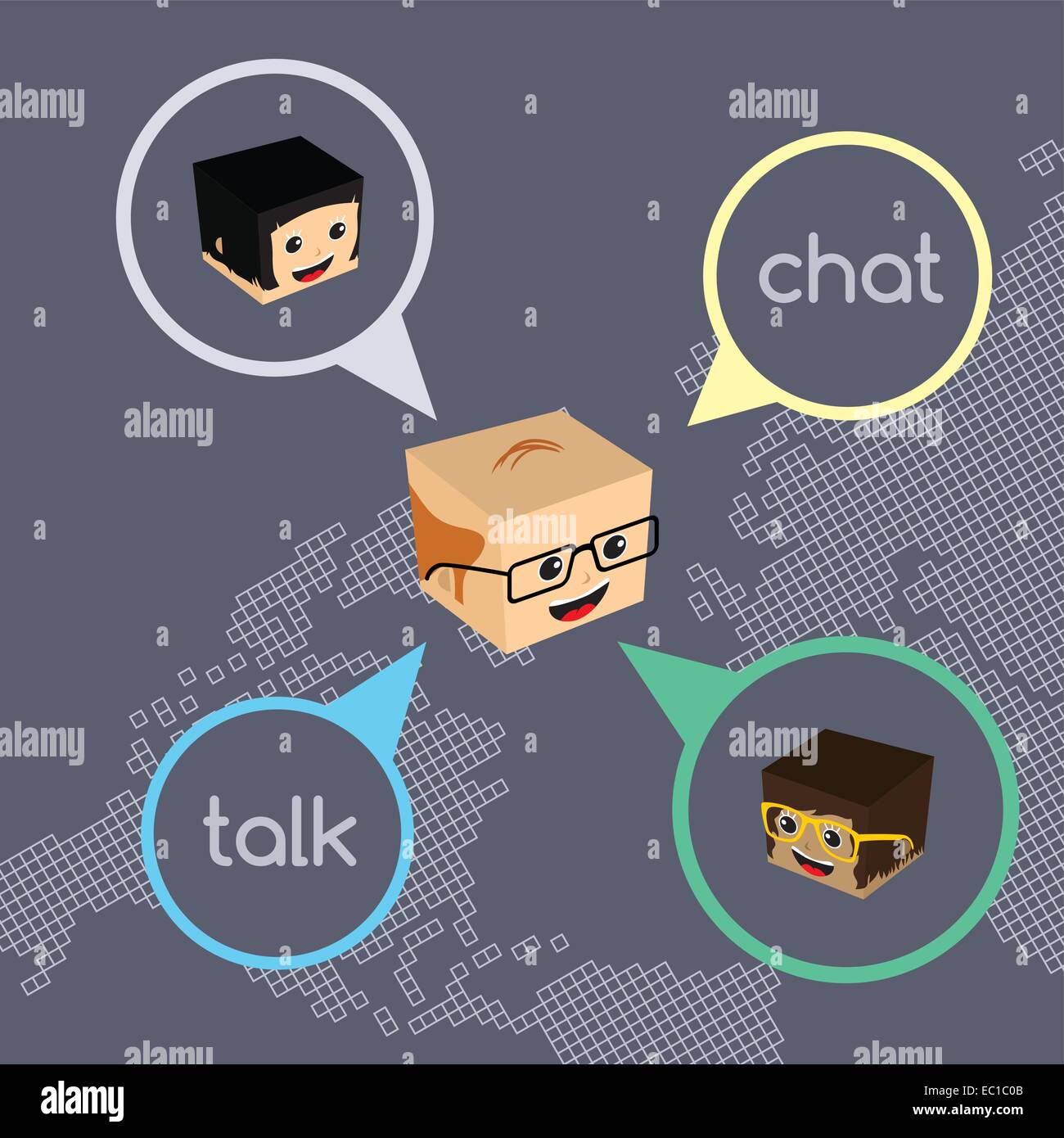 block isometric cartoon character vector illustration Stock Vector ...