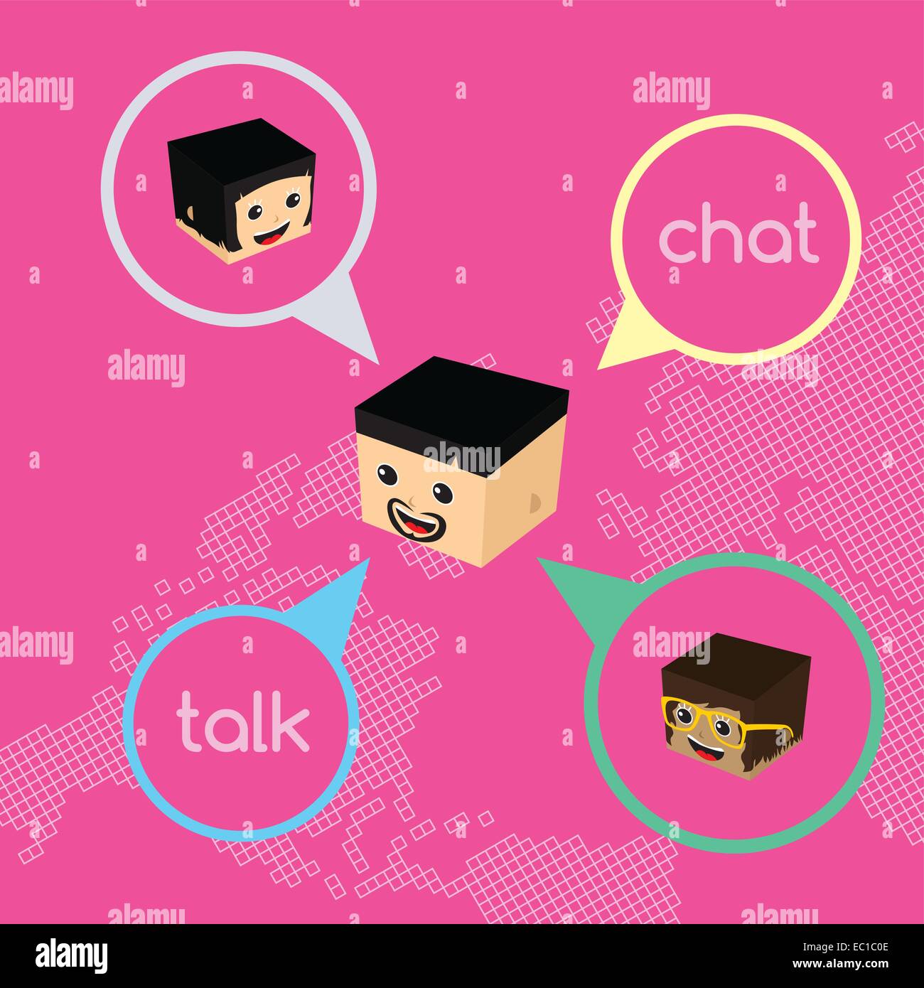 block isometric cartoon character vector illustration Stock Vector ...