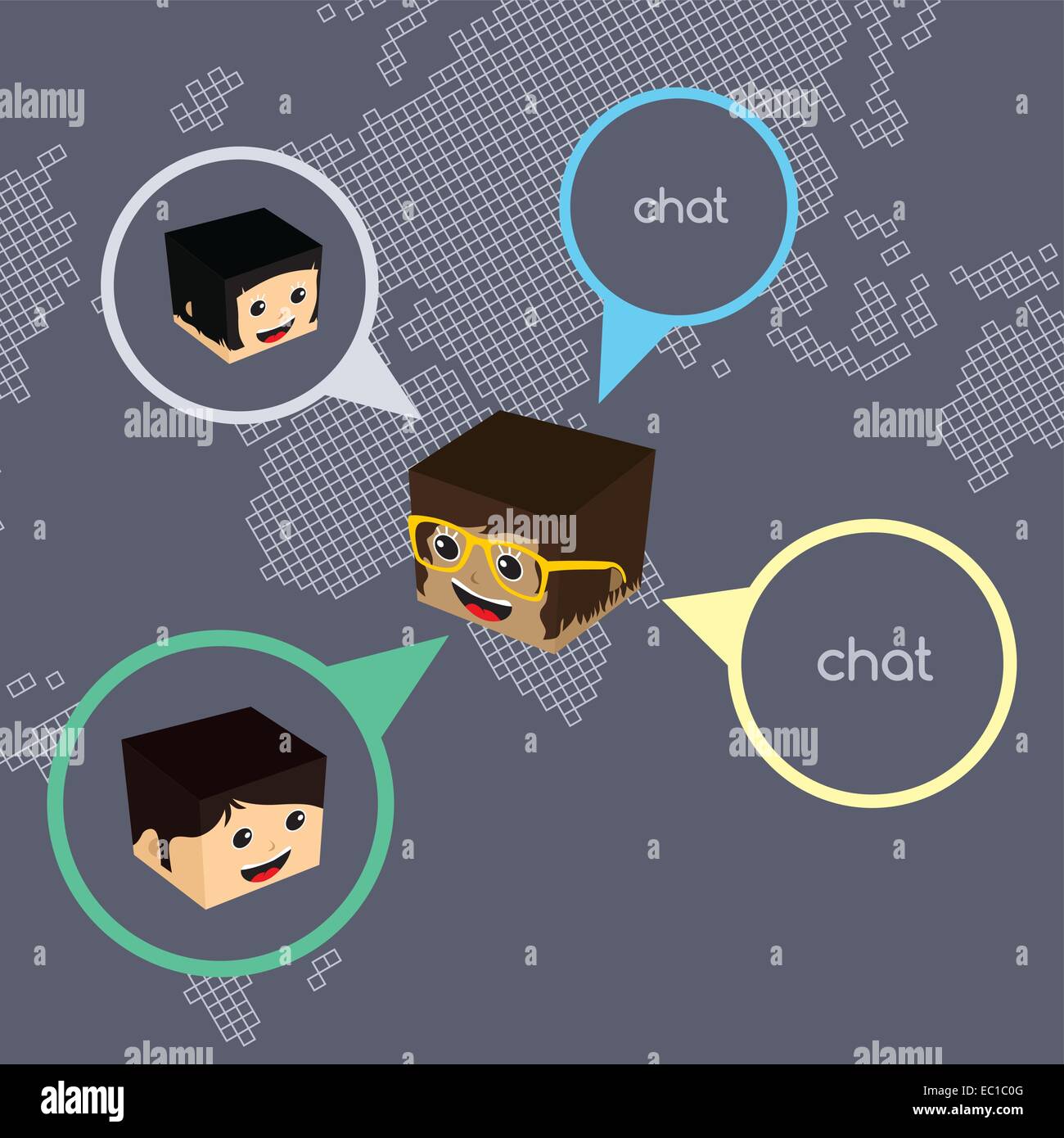 block isometric cartoon character vector illustration Stock Vector ...