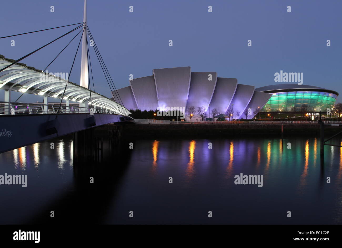 Bells Bridge, Armadillo and The Hydro by night Glasgow Scotland ...