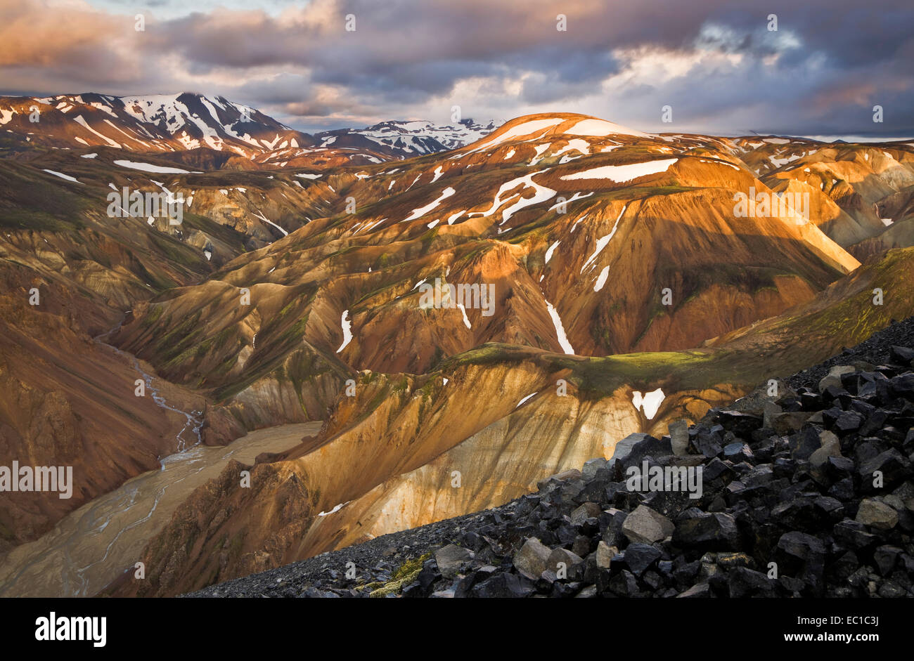 Rhyolite mountains at Landmannalaugar at sunset Stock Photo - Alamy