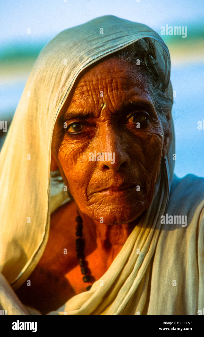 portrait of old woman at varanasi india Stock Photo - Alamy