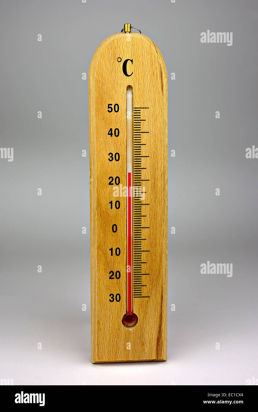 External thermometer on wooden plate with Celsius grade Stock Photo - Alamy