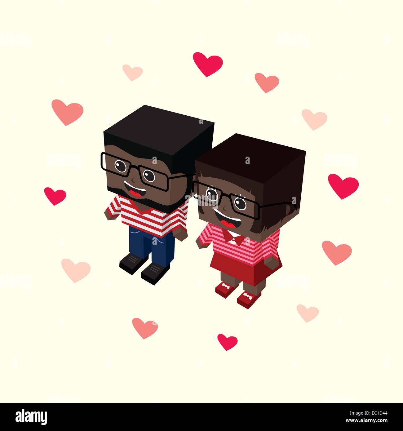 block isometric cartoon character vector illustration Stock Vector ...