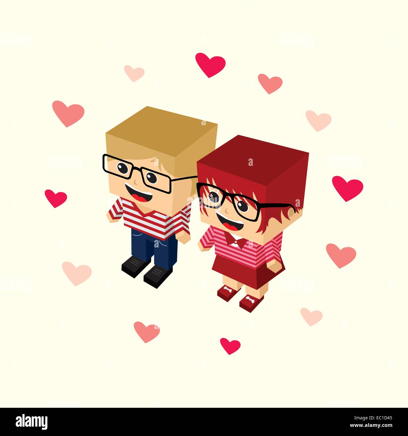 block isometric cartoon character vector illustration Stock Vector ...